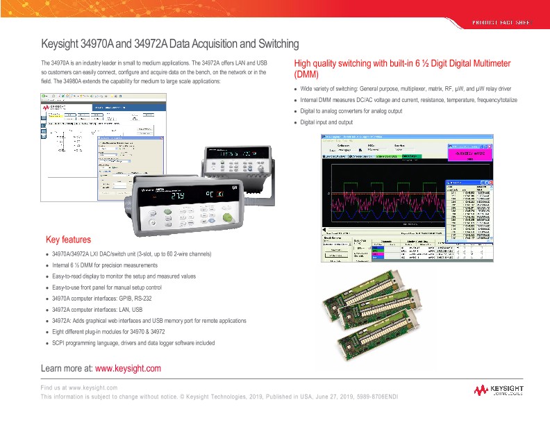 34970a And 34972a Data Acquisition And Switching Product Fact Sheet Pdf Asset Page Keysight